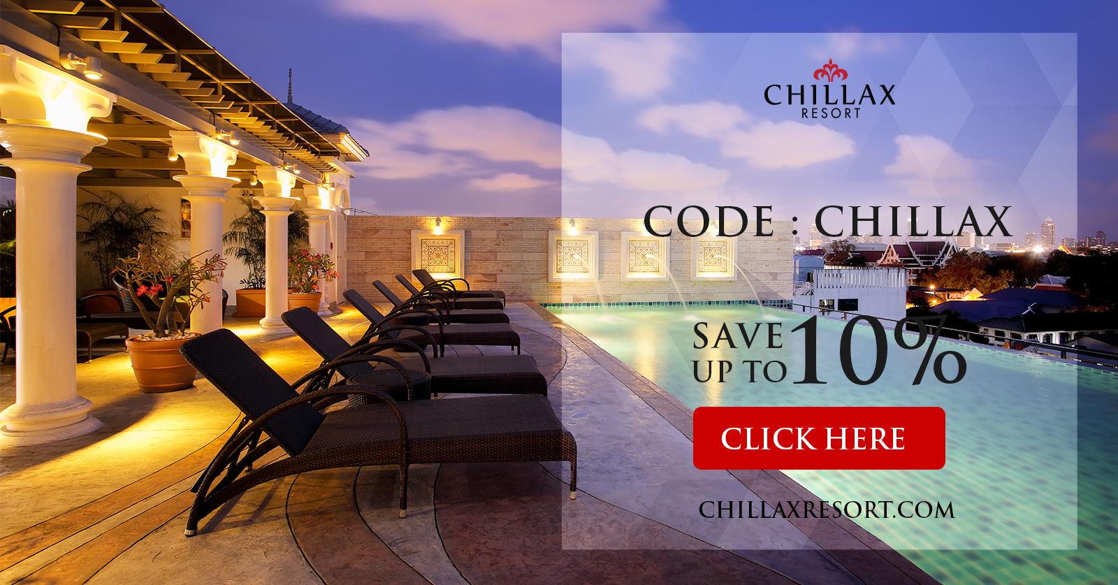 Luxury hotel in Bangkok with swimming pool - Chillax resort